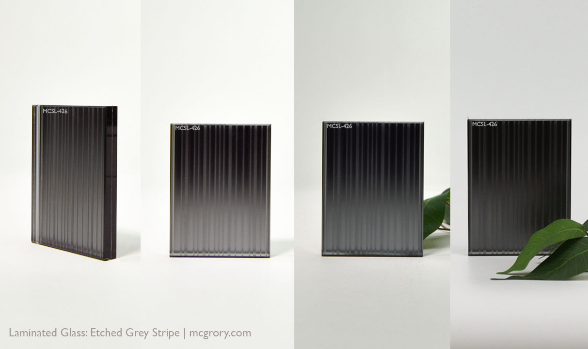 Etched Grey Stripe Glass Sample